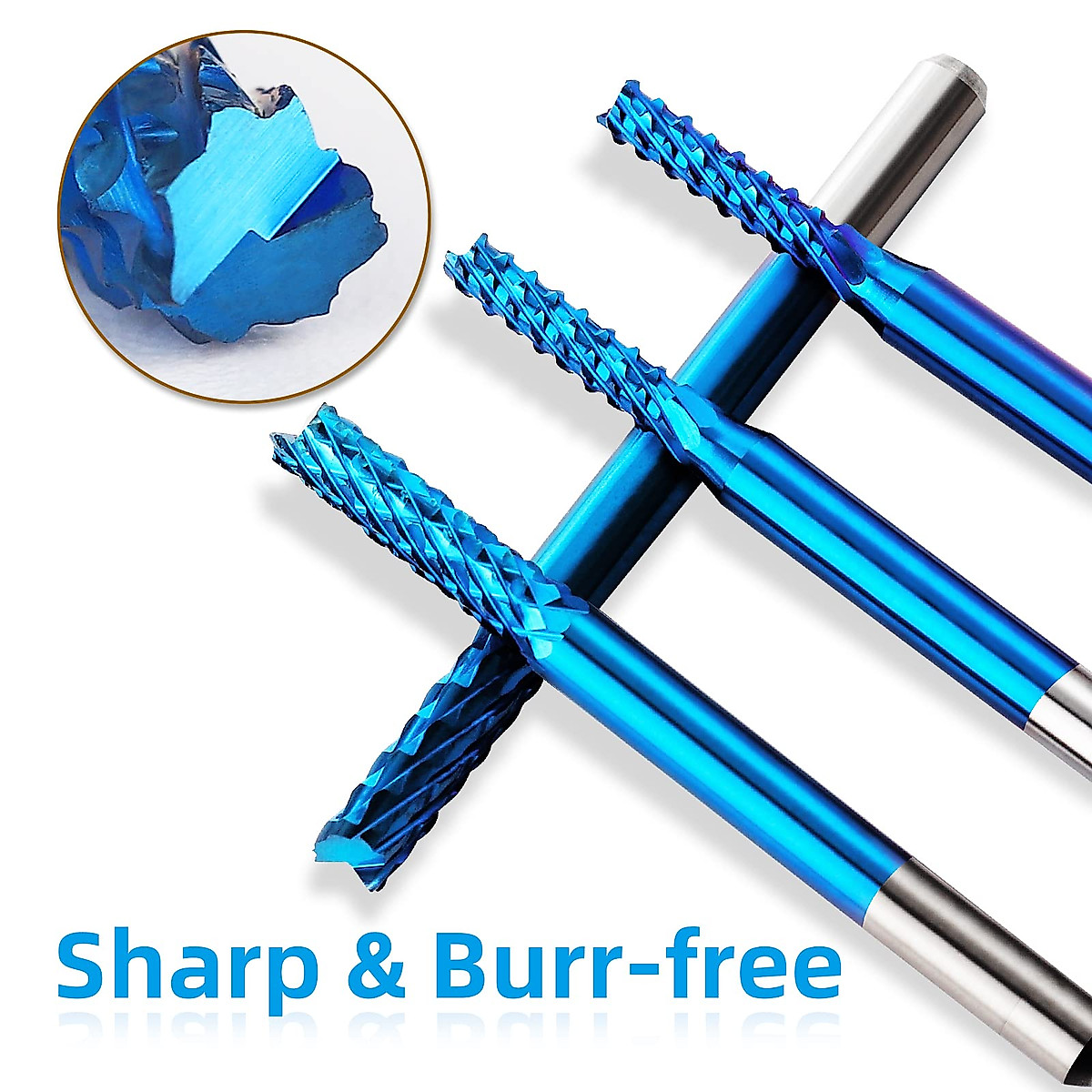 20Pcs 0.6-3.175mm CNC Router Bit Set, 1/8” Shank Nano Blue Coat Carbide Engraving End Milling Cutter Rotary Burrs Tool