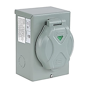 BISupply 50 Amp Generator Inlet Box - 3 Prong Power Inlet Box, SS 2-50P 125V/250V Connection Box with Light Indicator