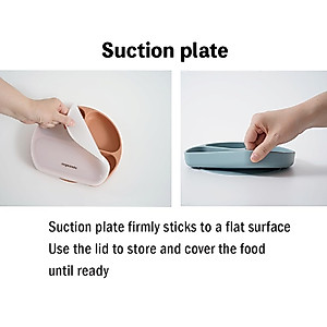 Baby Feeding Essentials Silicone Ange Smile 12 Set Bib, Baby Bowl, Suction Plate, Spoon, Fork Eating Utensils for 6+ Months Kids Toddler Kawaii Pink Peach