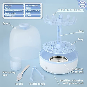 Bottle Sterilizer, Little Bo Baby Bottle Electric Steam Sterilizer, Steam Sterilization for Baby Bottles, Highest Capacity, Any Brand Universal Fit