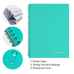 Daily Planner Undated, To Do List Notebook with Hourly Schedule, Time Management Manual and Planner, Personal Organizers, 7.6"x10.2", 48 Sheets/96 Pages, Green