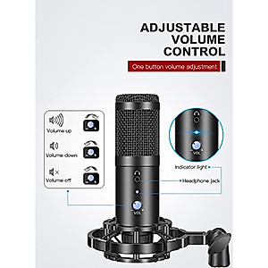 n/a Microphone USB Condenser Microphones for Laptop Computer Recording Studio Streaming Gaming Videos