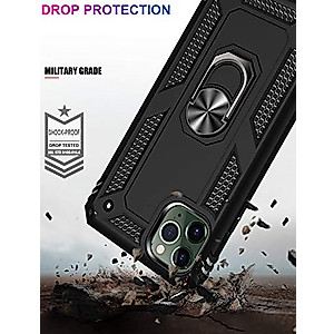 LUMARKE iPhone 11 Pro Case with Tempered Glass Sreen Protector,Pass 16ft Drop Test Military Grade Heavy Duty Cover with Magnetic Kickstand,Protective Phone Case for iPhone 11 Pro 5.8" Black
