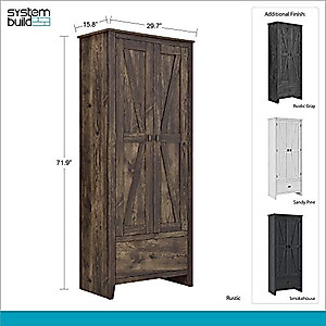 Ameriwood Home Farmington Wide Storage Cabinet, 30", Rustic Gray