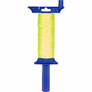 Marshalltown Mason's Line Winder, with Handle and 500FT Yellow Braided Line, Refillable, Made in The USA, LWML339