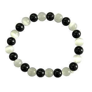 crystalmiracle Selenite Black Tourmaline Beaded 7 Mm Round String Crystal Gemstone Fashion Gift Wellness Positive Energy Handcrafted Accessory