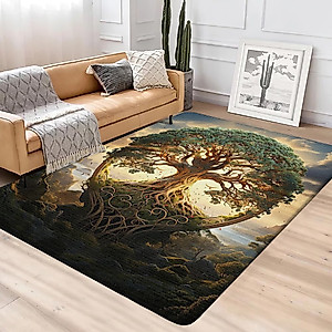 Tree Rug, Tree of Life in The Sky Rug, Home Office Decor 8x10 9x12 Area Celtic Tree Carpet Tree of Life Mat Carpet Bohemian Decor Mats for Bedroom Home Dorm Celtic Rug for Living Room Mom Father Gift