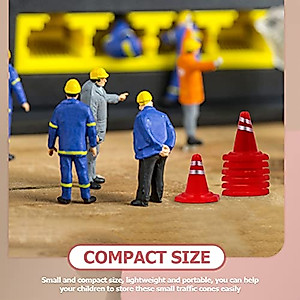 iplusmile Kids Toys 15pcs Mini Traffic Cones Miniature Traffic Road Cones Pretend Play Toys Roadblocks Model Simulation Traffic Signs Construction Road Parking Cone for Sand Table Red Miniature Toys