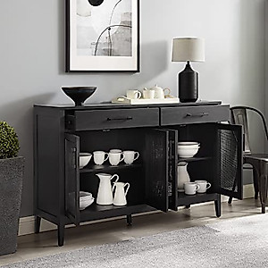 Crosley Furniture Milo Modern Sideboard Buffet Cabinet with Storage Cabinets and Drawers, Kitchen, Dining, Black