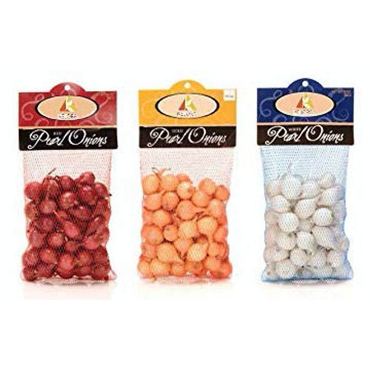 Kejora Fresh Pearl Onions Combination ( Yellow, White and Red ) 3 x 10 oz ( 1 pack per color)