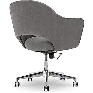 Serta Valetta Office Desk Memory Foam Padding, Midcentury Modern Style, Chrome-Finished Stainless-Steel Base, Home Chair, Gray