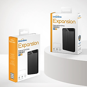 UnionSine 1TB Ultra Slim Portable External Hard Drive HDD-USB 3.0 for PC, Mac, Laptop, PS4, Xbox one,Xbox 360-Super Fast Transmission-HD-2510(Black)