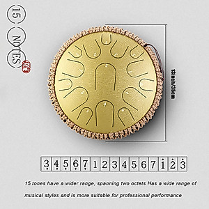 YWJJMY 15 Notes Steel Tongue Drum 13 Inch Handpan Drum Harmonic Tank Drum Meditation Yoga Zen with Mallets Travel Bag for Beginner Music Lovers Gift (Color : Spotted Purple)