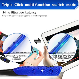 HUHD Wireless Gaming Headset Headphones for Switch PS5 PS4 PC Computer with Microphone, Bluetooth Gaming Earbuds 2.4GHz, Stereo Sound Behind-Neck in-Ear Wireless Game Headphones