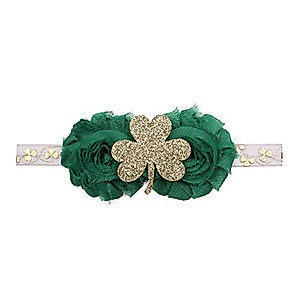 YanJie St. Patrick's Day Baby Girl Hairbands - Shabby Chiffon Gold Metallic FOE Headband Hair Accessories for Birthday Gift (St FOE, free)