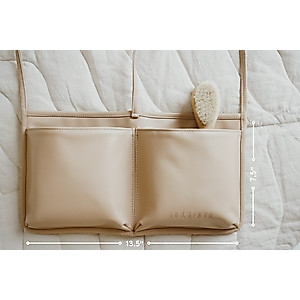 Lu & Ken Baby Nursery Crib Organizer - Vegan Leather Hanging Diaper Organizer for Crib - 13.5 x 7.5 Inch Nursery Storage Bedside Crib – Water and Stain Resistant