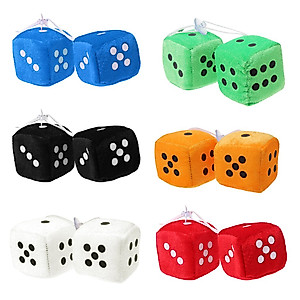 A FEI 1 Pair Fuzzy Dice Dots Rear View Mirror Hanger Decoration Car Styling Accessorie