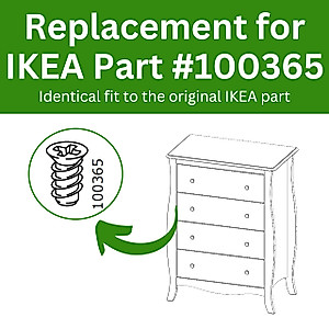 Spare Hardware Parts Drawer Screws (Replacement for IKEA Part #100365) (Pack of 10)