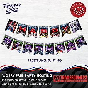 Treasures Gifted Officially Licensed Transformers Birthday Banner - Transformers Party Supplies - Transformers Happy Birthday Banner - Transformers Birthday Party Supplies - Transformers Banner