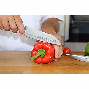 Taylors Eye Witness Syracuse Asian Kitchen Knife Set - Chefs Santoku 13cm/5” & Cooks All Purpose 13cm/5” Cutting Edge, Multi Use. Ultra Fine, Razor Sharp Blade. Soft Textured Grip Denim Blue Handle.