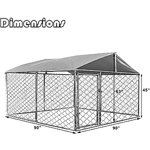 MAGIC UNION Outside Dog Kennels Playpen for Dogs Outdoor Dog Fence with Water-Roof Cover for Backyard Dog Run House (Silver)