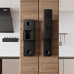 Sliding Door Lock bar barn Door Latch Hook-and-Eye Buckle Wooden Fence Door Lock Black Door Latch Lock Ship Window Lock Door latches Internal (Black)