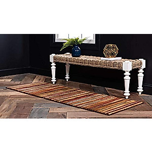 Unique Loom Barista Collection Modern, Abstract, Stripes, Urban, Rustic, Warm Colors Area Rug, 2' 2 x 6' 0 Runner, Multi/Beige