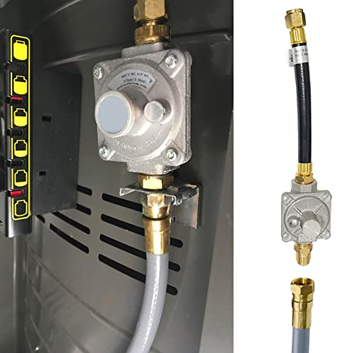 MCAMPAS 10 Feet 1/2" ID Natural Gas Quick Connect Hose and Regulator Replacement for Kitchen-Aid 710-0003 Gas Grill Conversion Kit,Convert 4-Burner Cabinet Style Gas Grill to Natural Gas