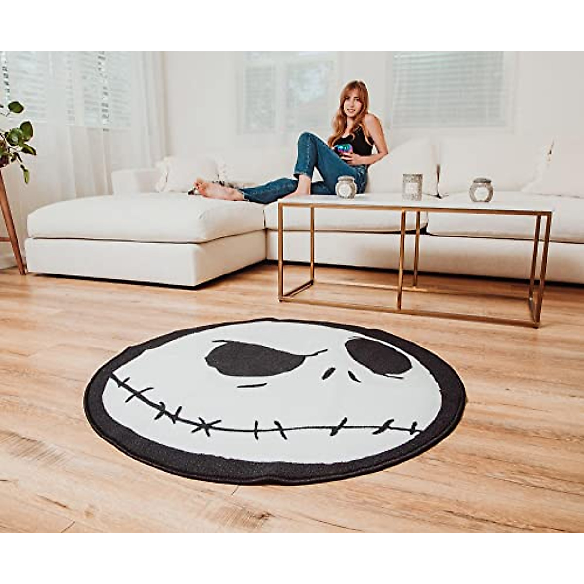 Nightmare Before Christmas Disney The Jack Skellington 39-Inch Round Area Rug Accent, Indoor Floor Mat