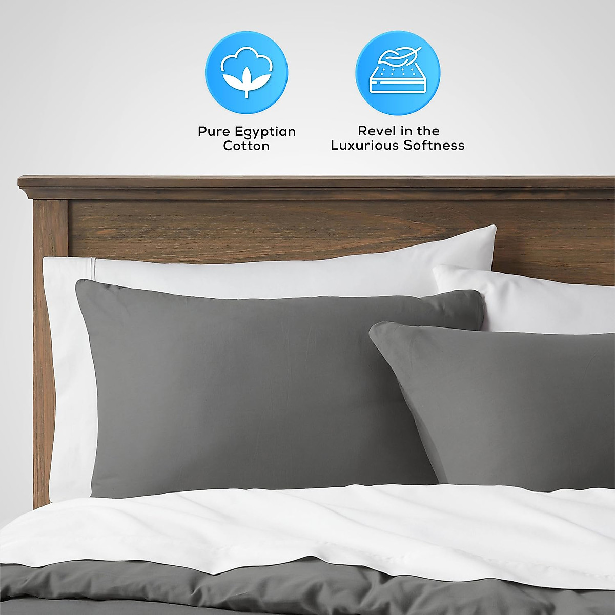 Ashton Sheets 100% Egyptian Cotton Duvet Cover for Oversized Bed - 600 Thread Count 3 PC Oversized Duvet Cover, Egyptian Cotton Oversized Duvet Cover Set, Cooling Duvet Cover Oversized - Dark Grey