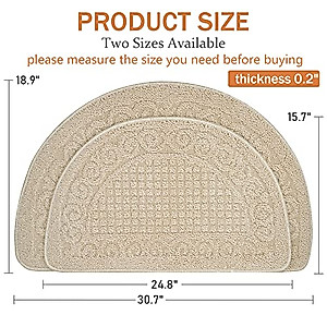 Echaprey Half Round Non-Slip Kitchen Bathroom Toilet Doormat Floor Rug Mat Keeps Your Floors Clean Home Decor (Large, Camel)