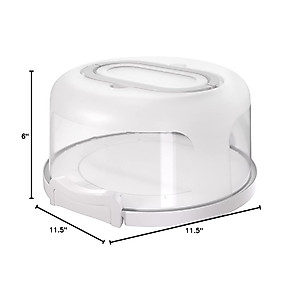Top Shelf Elements Round Cake Carrier Two Sided Cake Holder Serves as Five Section Serving Tray, Portable Cake Stand Fits 10 inch Cake, Cake Box Comes with Handle, Cake Container Holds Pies (White)