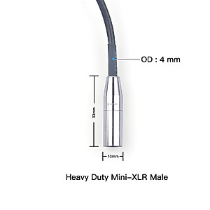 Devinal 3.5mm to Mini XLR calbe, Balanced 1/8 inch Stereo to 3 Pin Mini XLR Male Cord Adapter Connector, for Pro Lapel Mic 12 inch(30 cm)
