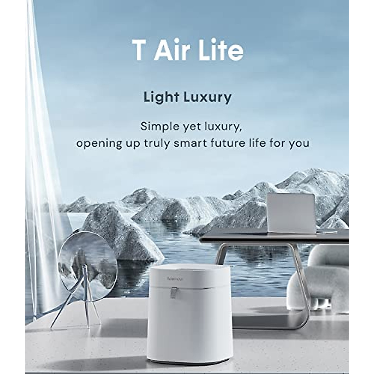 TOWNEW T Air Lite(T02B) Self-Sealing 4.4 Gallon Waste Bin | No Lid Waterproof Motion Sense Activated Garbage Bin | Smart Home Electric Trash Cans - White x1 Refill Ring Included (Up to 25 Bags)