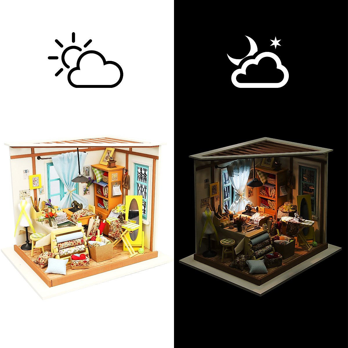 ROBOTIME DIY Miniature Dollhouse Kit Mini House Model Kit with LED Light Tiny House Making Kit with Furniture Assembly Toy Set for Kids & Adults