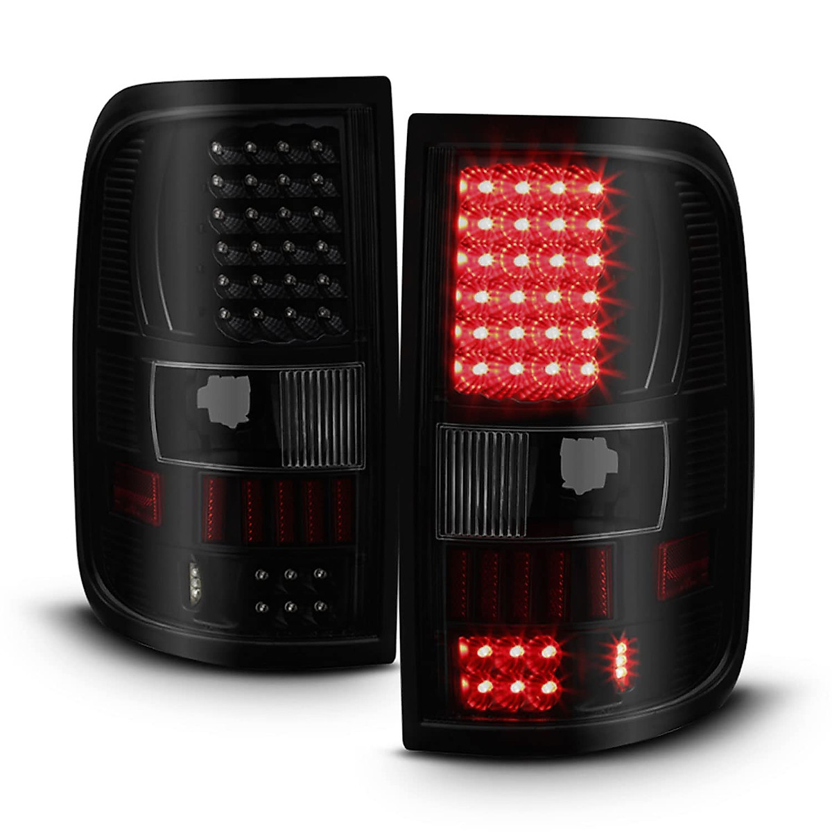 AKKON - For 2004-2008 Ford F-150 Pickup LED Tail Lights Lamps in Black Housing + Third Brake Light [Smoke Lens]