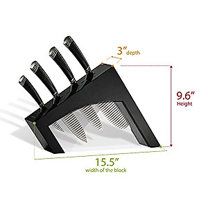 Casaware 5pc Knife Block Set (All Purpose, Chef, Serrated Utility, Paring, Knife Block) (Black)