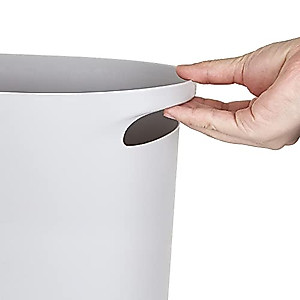 3 Pack Slim Plastic Small Trash Can Wastebasket, 20 Liter / 5.3 Gallon, Small Garbage Can, Garbage Container Bin with Handles for Bathroom, Kitchen, Home Office, Dorm, Kids Room, Gray