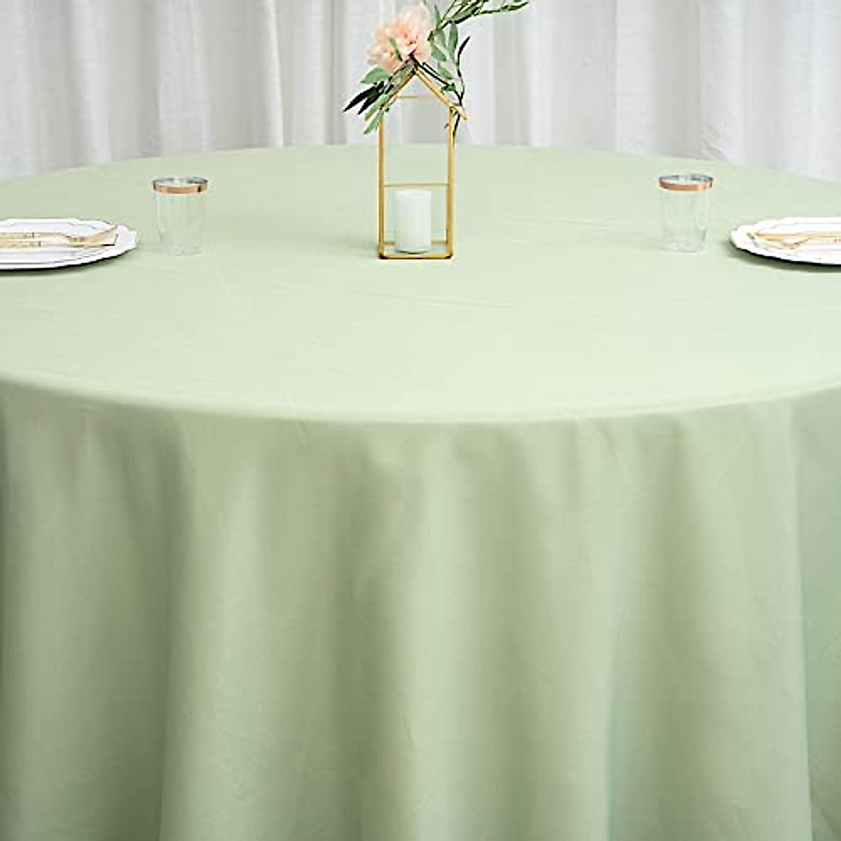 Balsa Circle 132 inch Sage Green Round Polyester Tablecloth Fabric Table Cover Linens - for Wedding Party Banquet Reception Events Kitchen Dining