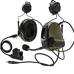 HEARFALCOM Tactical Comta III Headset Helmet ARC Rail Adapter Bracket Version with U94 PTT Adapter Compatible with Baofeng UV-5R, UV-82 Walkie Talkie for Airsoft Sports（FG）
