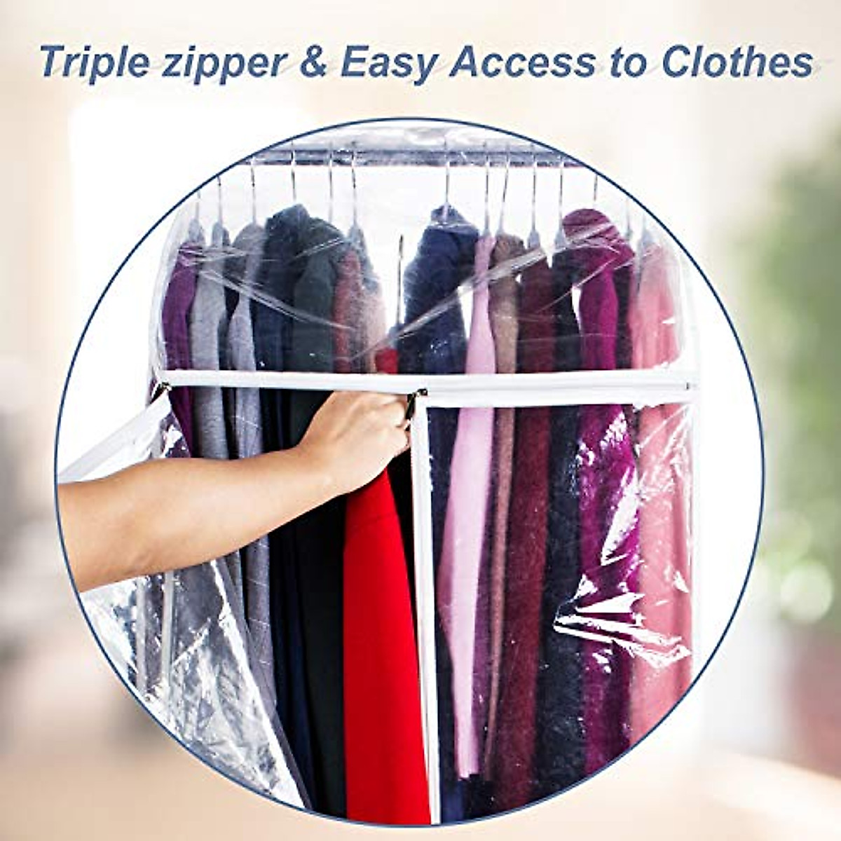 Zilink Clear Garment Bags for Storage 40 inch (2 Pack) Hanging Garment Rack Cover Suit Bags Organizer Hanging Clothes Cover for Suit Coats Jackets Dress Storage