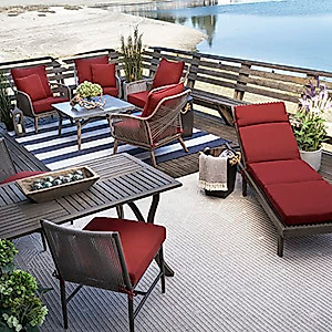 Arden Selections Oceantex Outdoor Seat Cushion 21 x 21, Nautical Red