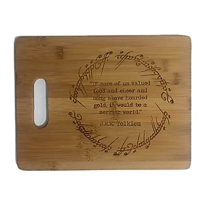 THE RING Engraved Wooden Bamboo Cutting Board Kitchen Gift Lord Of the Rings Inspired Tolkien Quote Charcuterie Tray