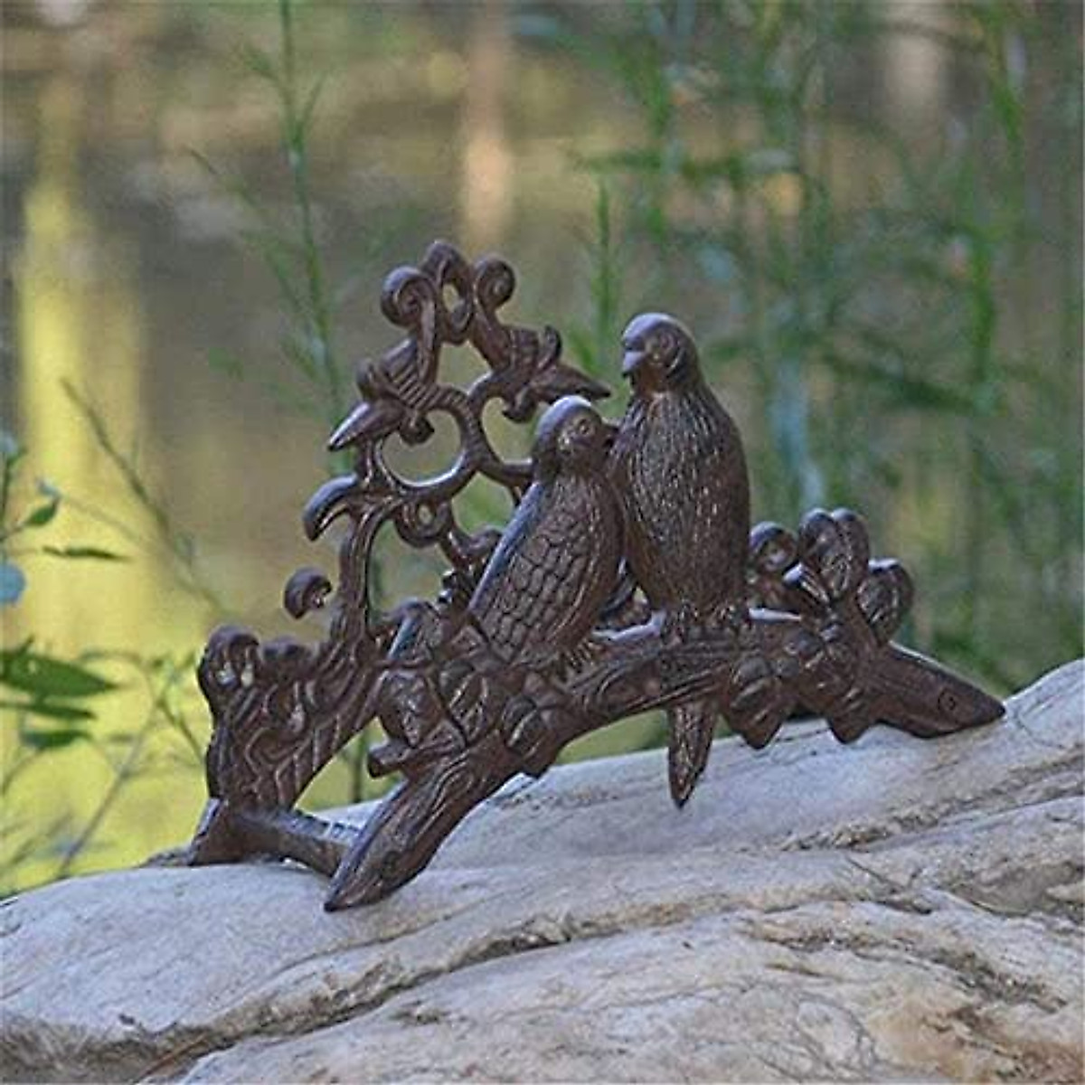 Riyyow Hose Hanger Wall Mounted Cast Iron Garden Hose Hanger Garden Hose Rack with Bird Ornament and Tree Design Garden Terrace Hose Hose Rack Wall Mounted Hose Butler