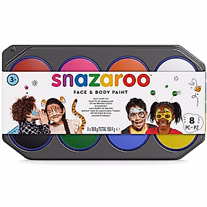Snazaroo Face Paint Palette Kit, 8 x18.8g (0.6 Fl Oz), 8 Colours, Face Paint for Kids & Adults