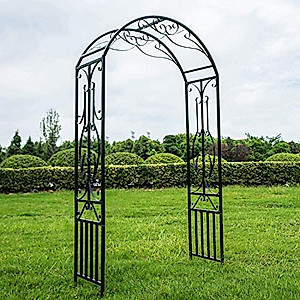 Garden Arches and Arbors Outdoor Black Metal Arbor for Climbing Plants Vines Roses Wedding Archway