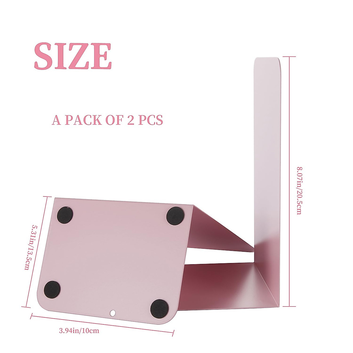 Metal Book Ends Book Ends Decorative Bookends Book Ends for Shelves Book Holder (Pink)