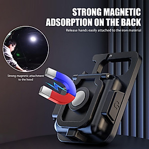 GKmow 2 PCS Car Keychain Light, Portable Mini COB Three-mode Work Light, Foldable Stand Bottle Opener Night Light, Suitable for Car Camping, Long-distance Travel, Home Use (Black)