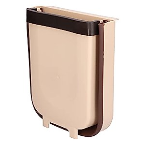 Horoper Hanging Trash Can, Foldable Garbage Can, Waterproof Multifunctional Countertop Hanging Kitchen Trash Can for Home Kitchen Bathroom(Coffee)