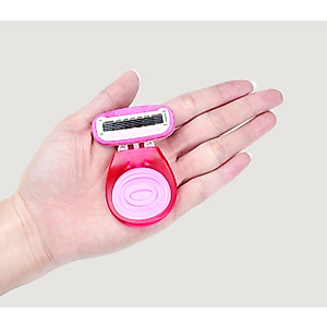 Mini 5 Blade Razor for Women, Disposable Shaving Razor Travel Size Toiletries, Extra Smooth Body Razor for Personal Hygiene Kit Essentials, with Travel Case (Mini Handle and 3 cartridge)